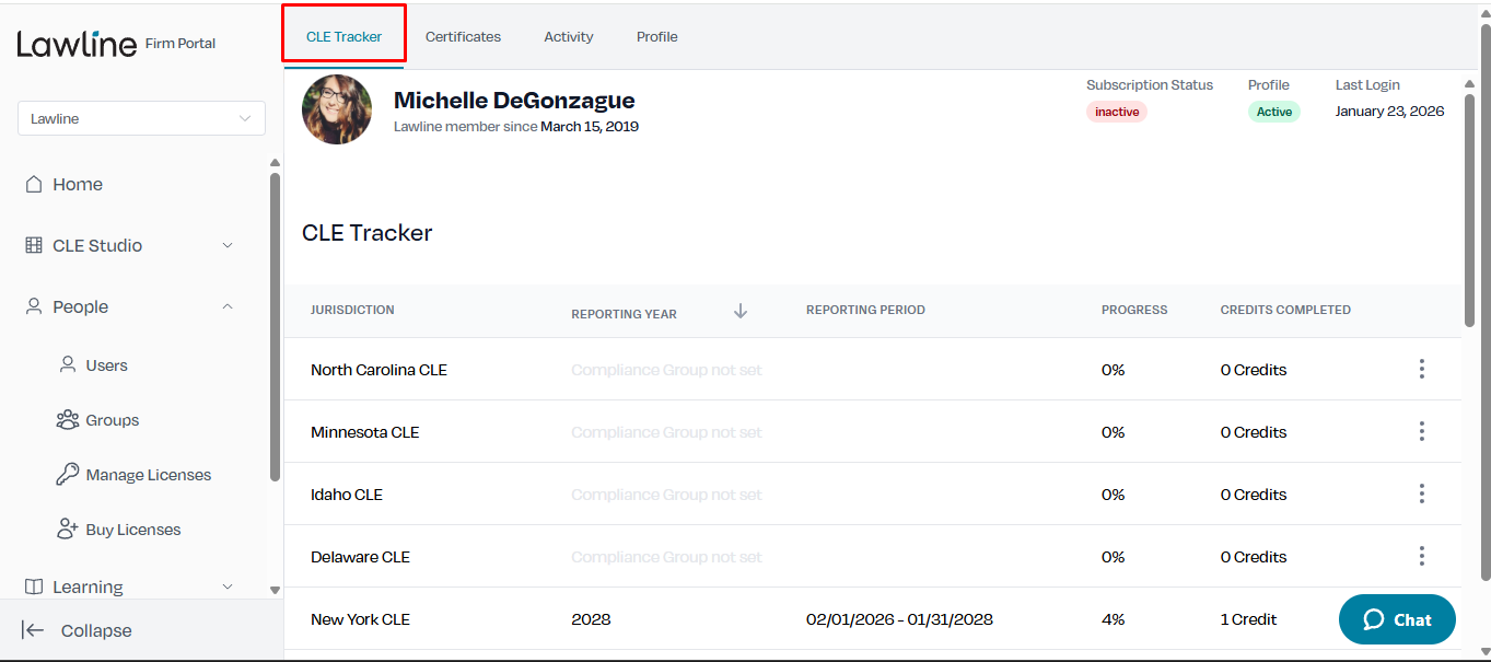 How Do I View A User's CLE Tracker For My Enterprise Subscription ...